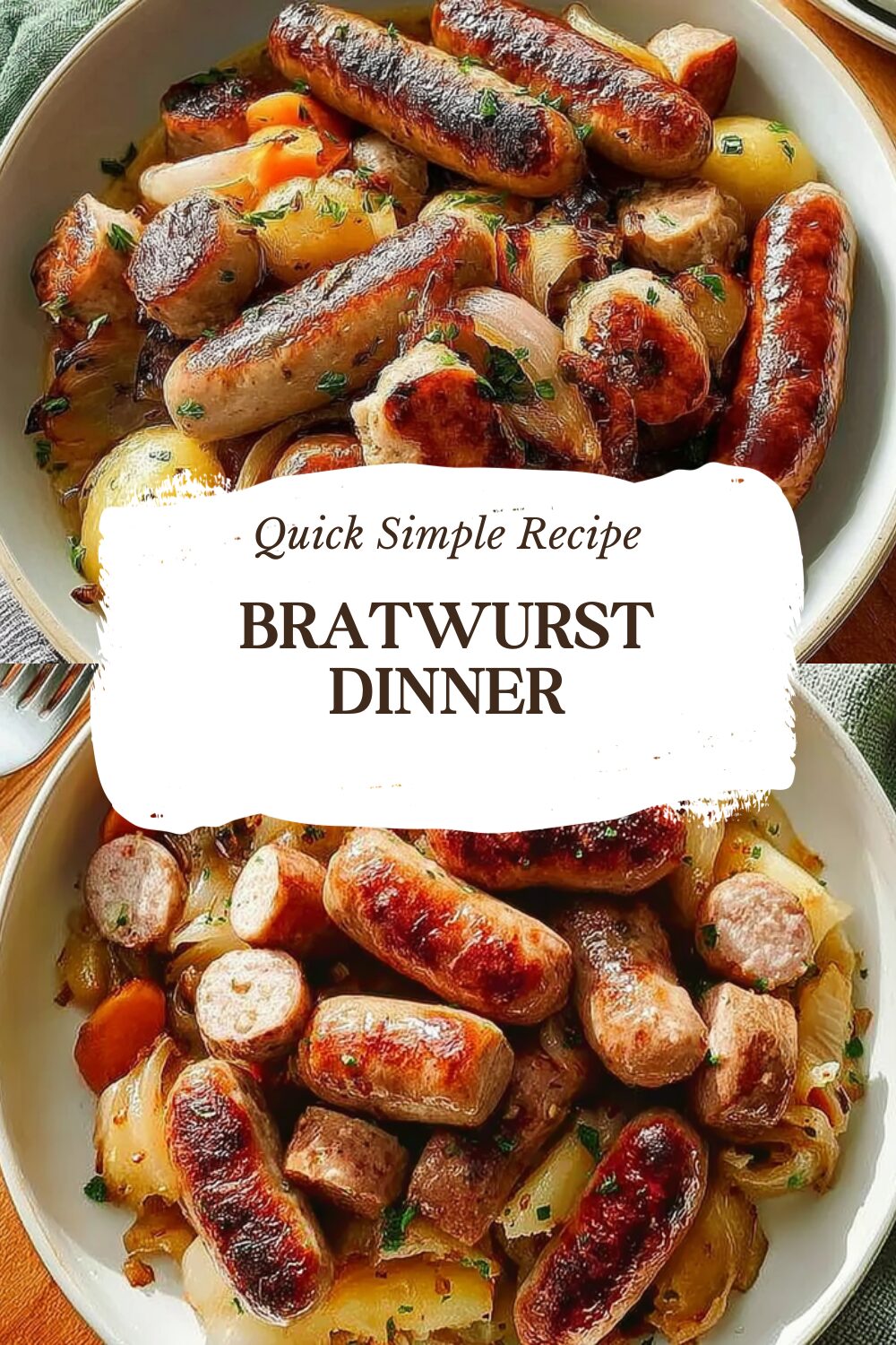 Bratwurst Dinner Skillet Recipe with Peppers and Onions