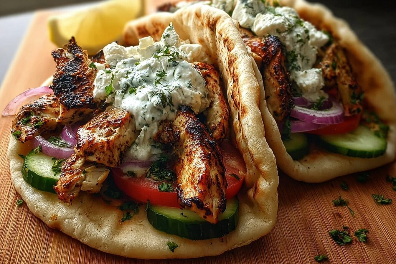 Grilled Greek Chicken Gyros Recipe With Creamy Tzatziki Sauce