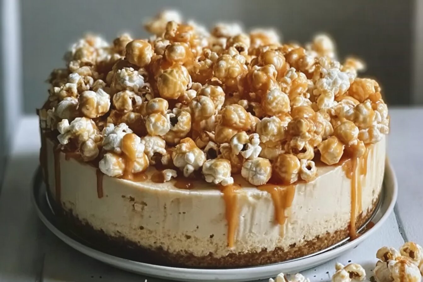 Salted Butterscotch Popcorn Cheesecake Recipe For Sweet Cravings