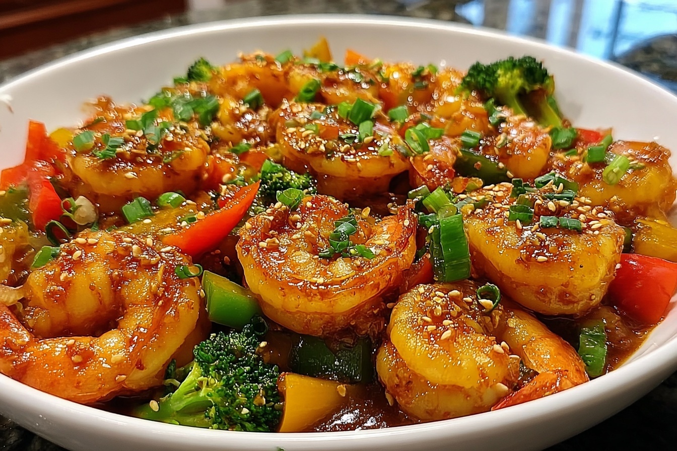 Quick 15 Minute Honey Garlic Shrimp Stirfry Recipe